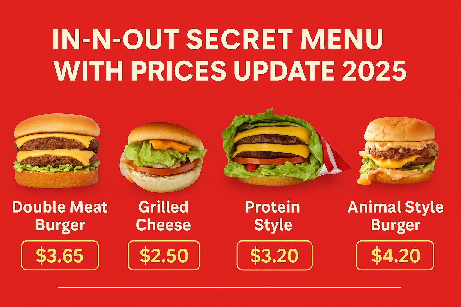 In N Out Secret Menu With Prices (Update) 2025